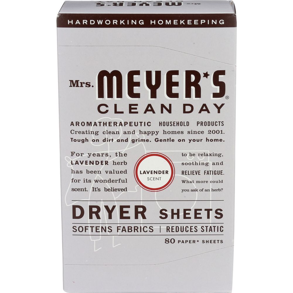 Mrs Meyers Lavender Scent Dryer Sheets, 80 count -- 12 per case