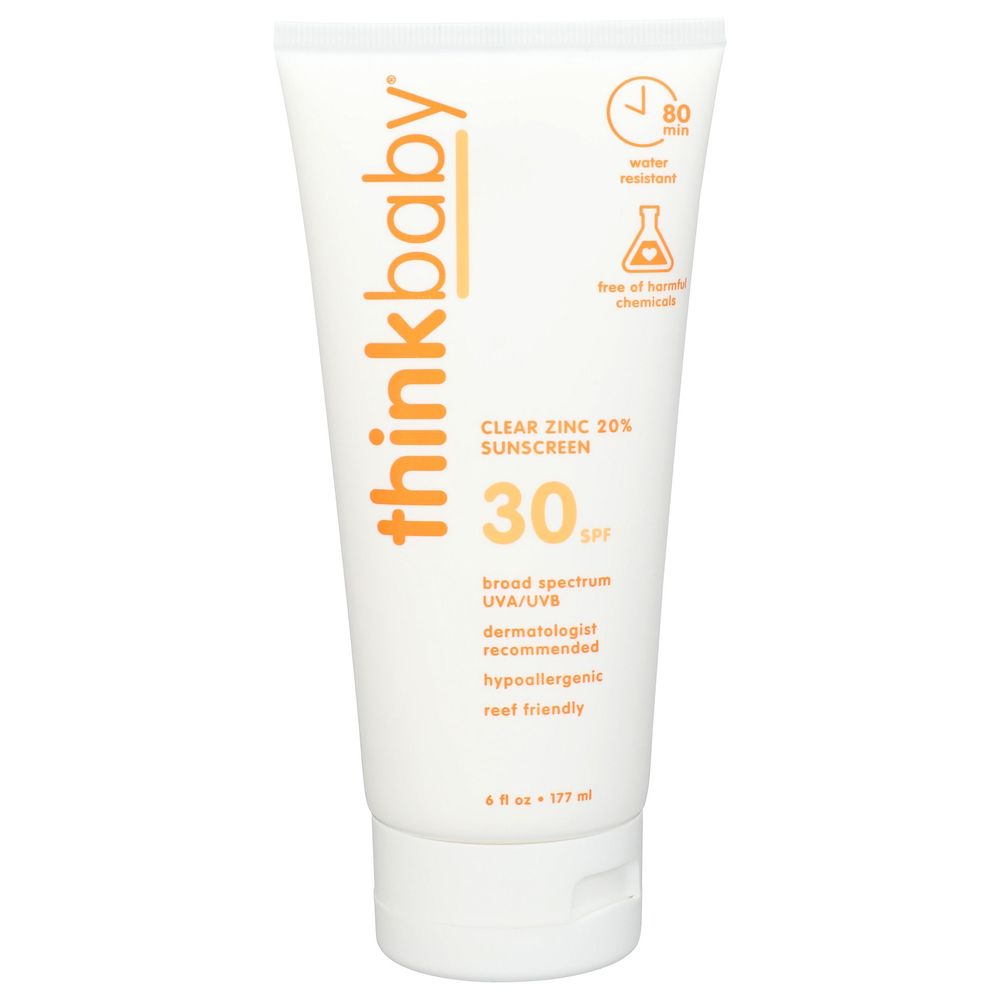 Thinkbaby SPF 30 Clear Zinc Sunscreen, 6 Fluid Ounce
