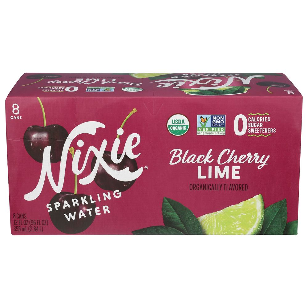 Nixie Organic Black Cherry Lime Sparkling Water, 12 Fluid Ounce -- 24 ...