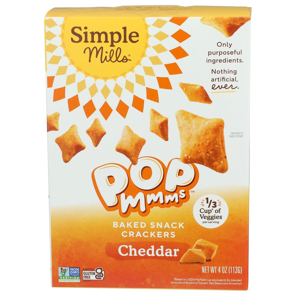 Simple Mills Pop Mmms Cheddar Veggie Flour Baked Snack Crackers, 4 ...