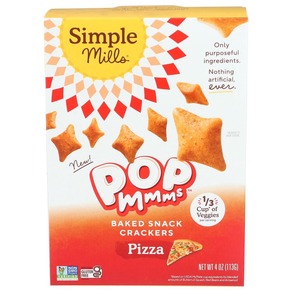 Simple Mills Pop Mmms Pizza Baked Snack Crackers, 4 Ounce -- 6 per case