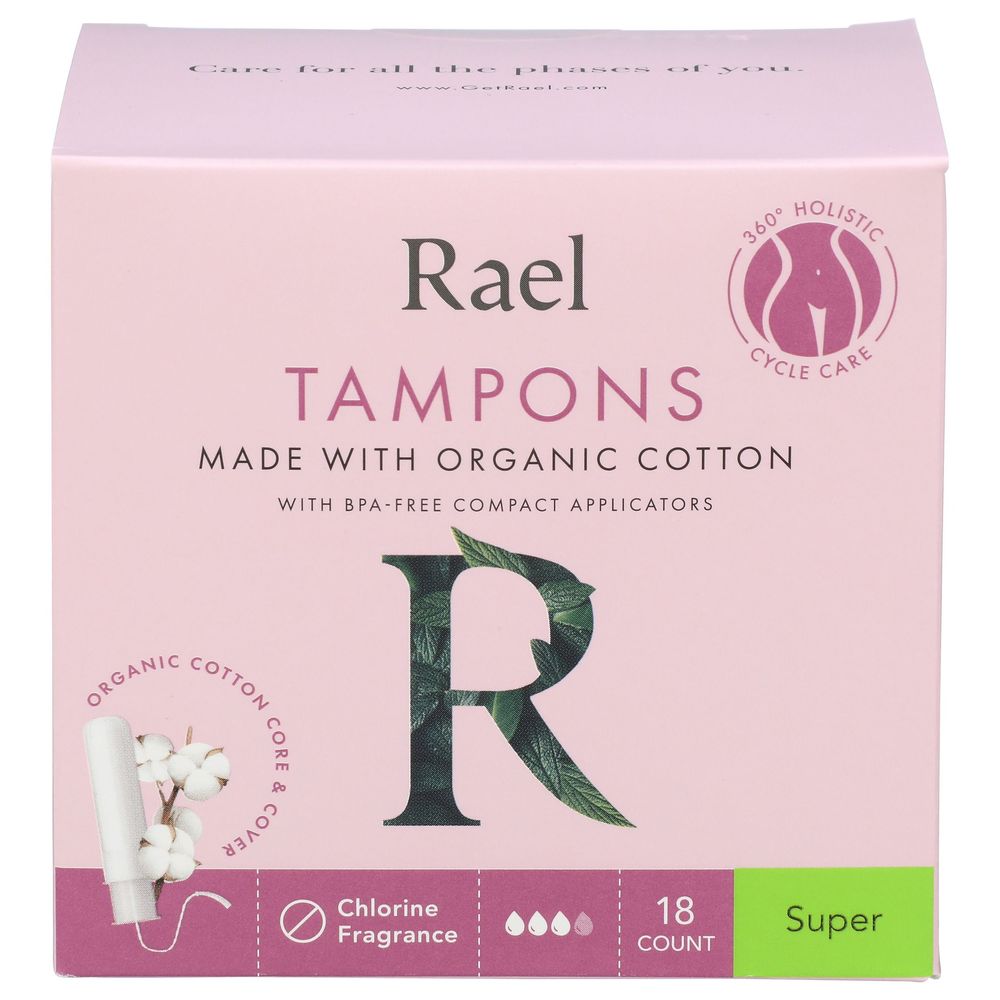 Rael Organic Super Cotton Tampon, 18 count | FoodServiceDirect.com ...