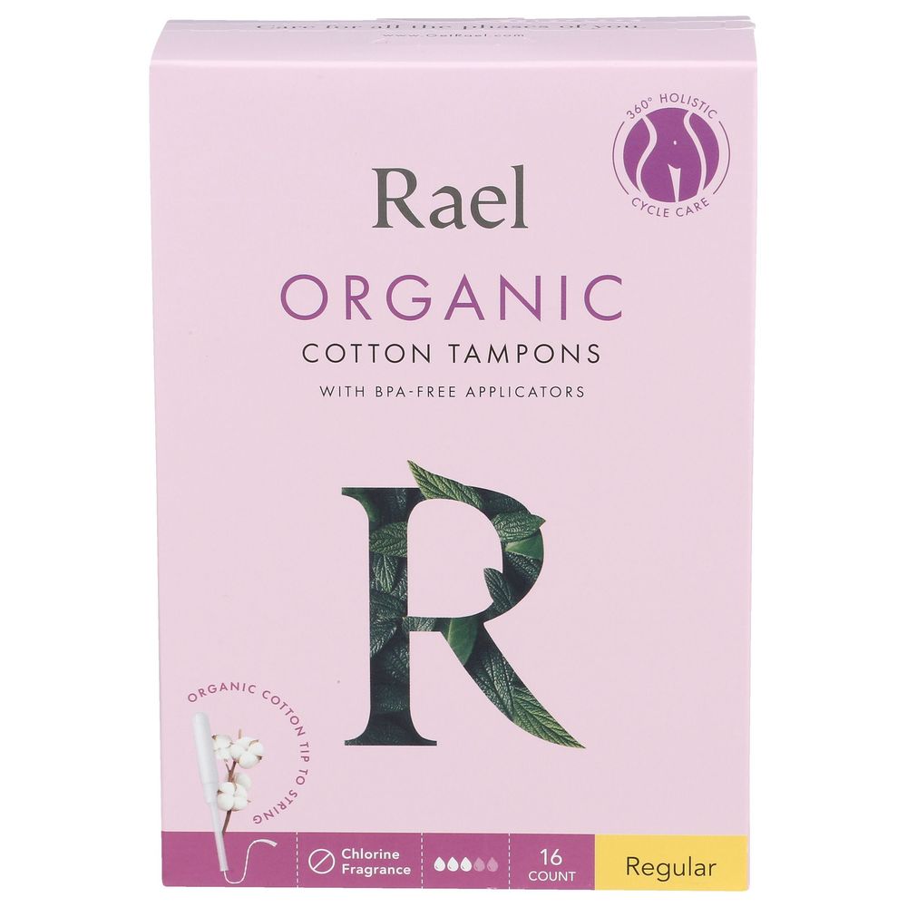 Rael Organic Regular Cotton Tampon, 16 count