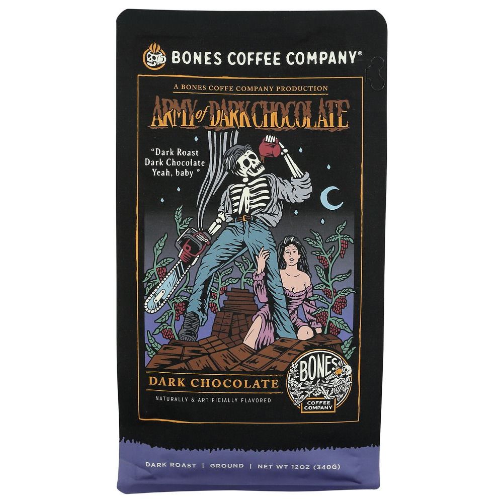 Bones Coffee Army of Dark Chocolate Ground Coffee, 12 Ounce -- 12 per case