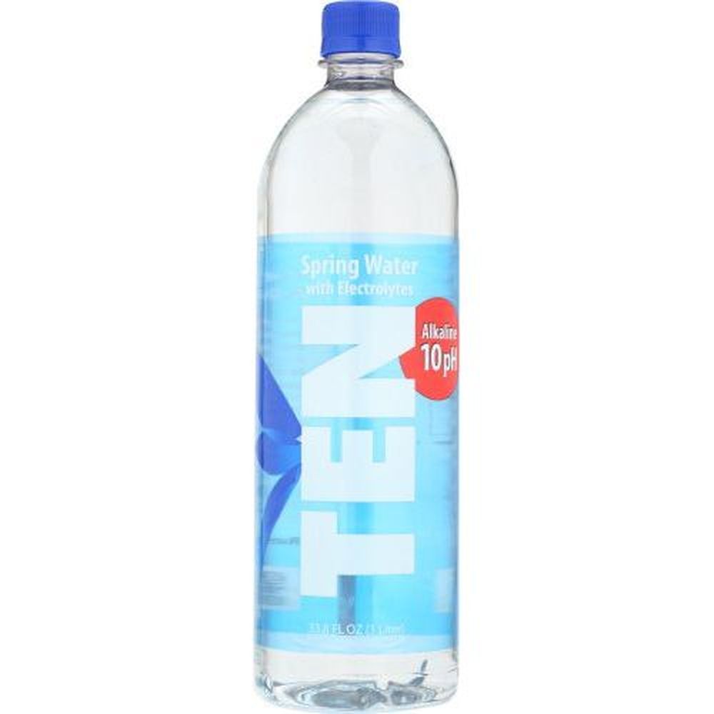 Ten Water Alkaline 10 pH Spring Water with Electrolytes, 33.8 Fluid ...
