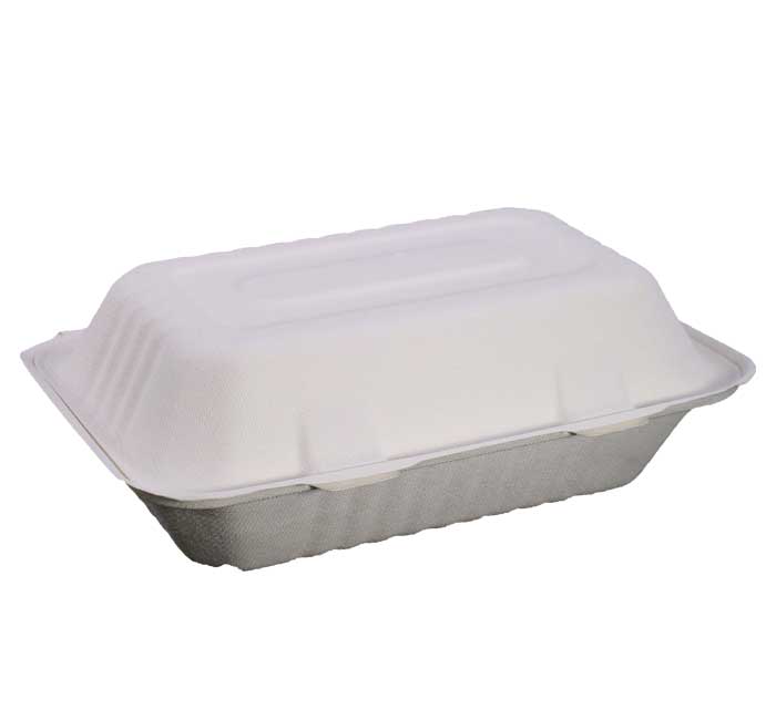 KITCH 24/7 White Compostable Molded Fiber Hinged Container, 9 x 6 inch ...