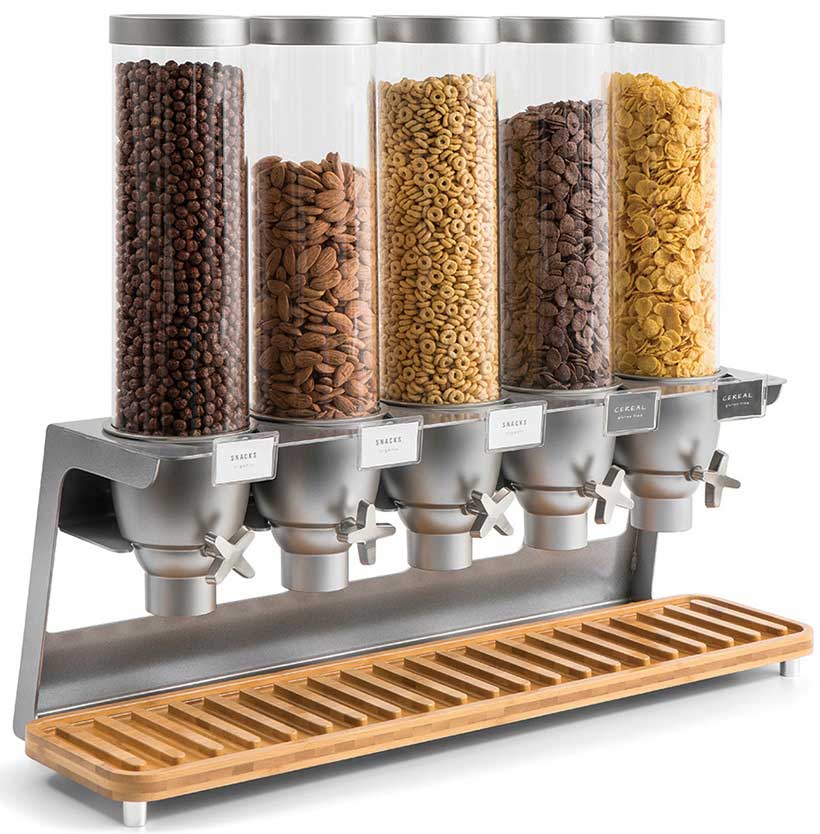 Rosseto EZ Serv 5 Container Tabletop Dispenser with Bamboo Tray, 32.5 x ...