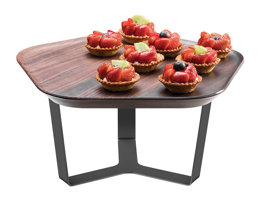 Rosseto Forme Melamine Polygon Walnut Tray with Three Leg Silver Riser ...