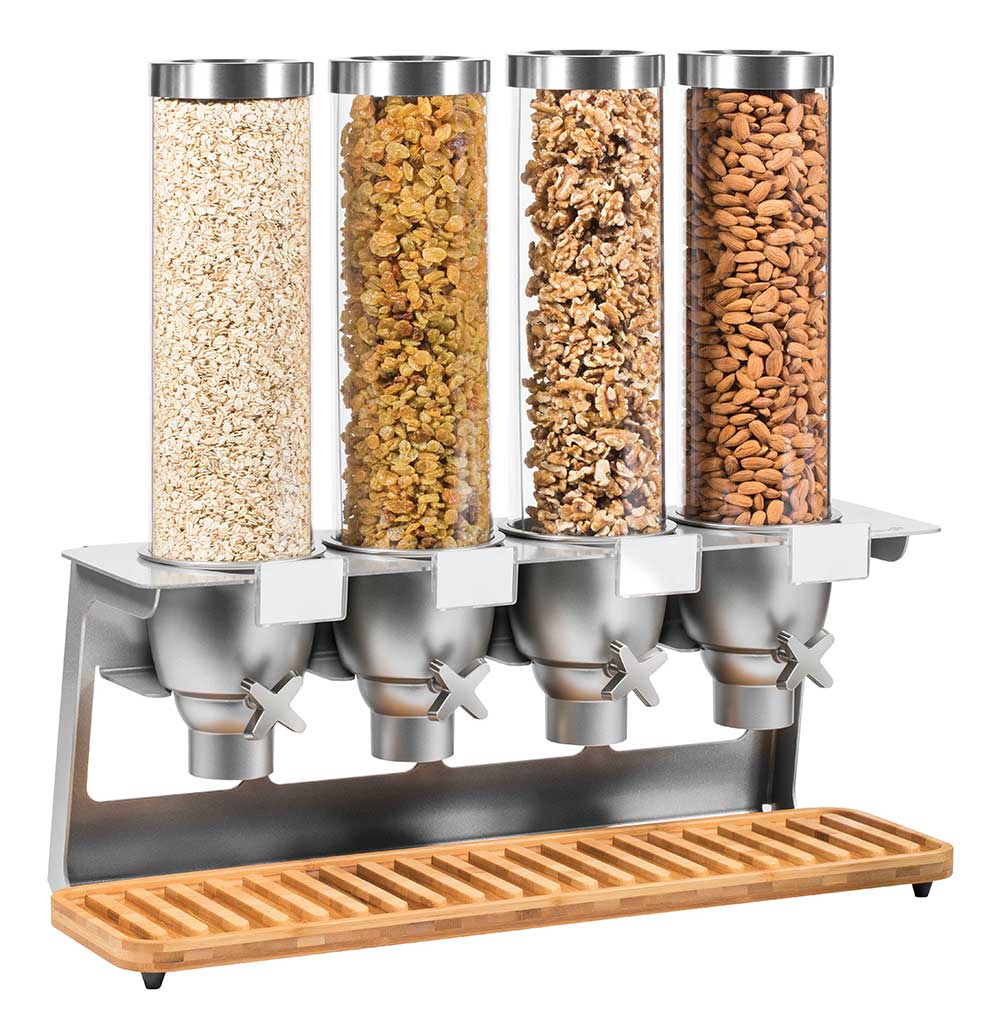 Rosseto EZ SERV 4 Container Tabletop Cereal Dispenser with Bamboo Tray ...