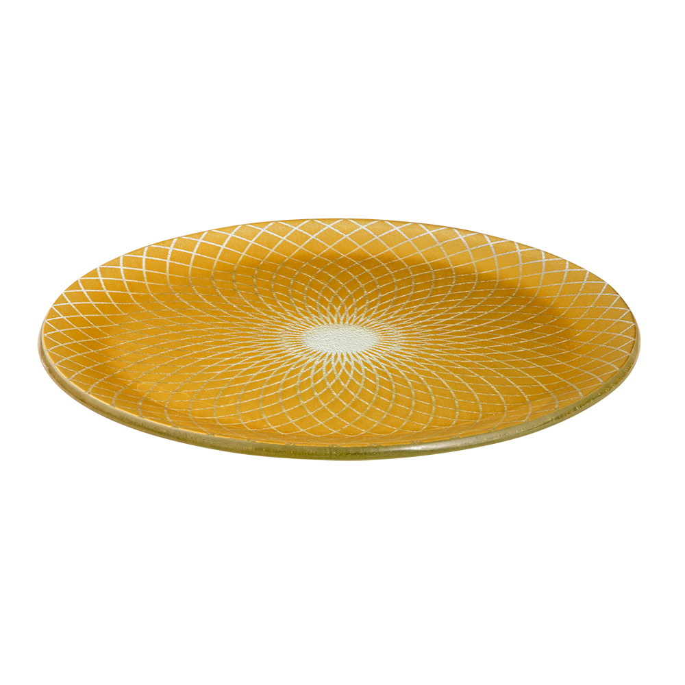 Rosseto Kalderon Spiro Gold 13 inch Round Handmade Glass Platter, set ...