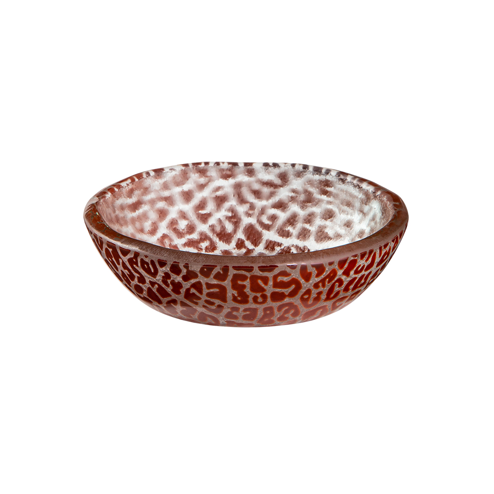 Rosseto Kalderon Foglia Cognac Mini Round Shallow Handmade Glass Bowl, set of 12