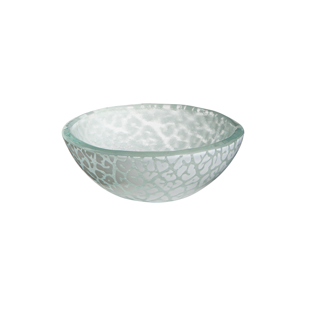 Rosseto Kalderon Foglia White Mini Round Deep Handmade Glass Bowl, set of 12