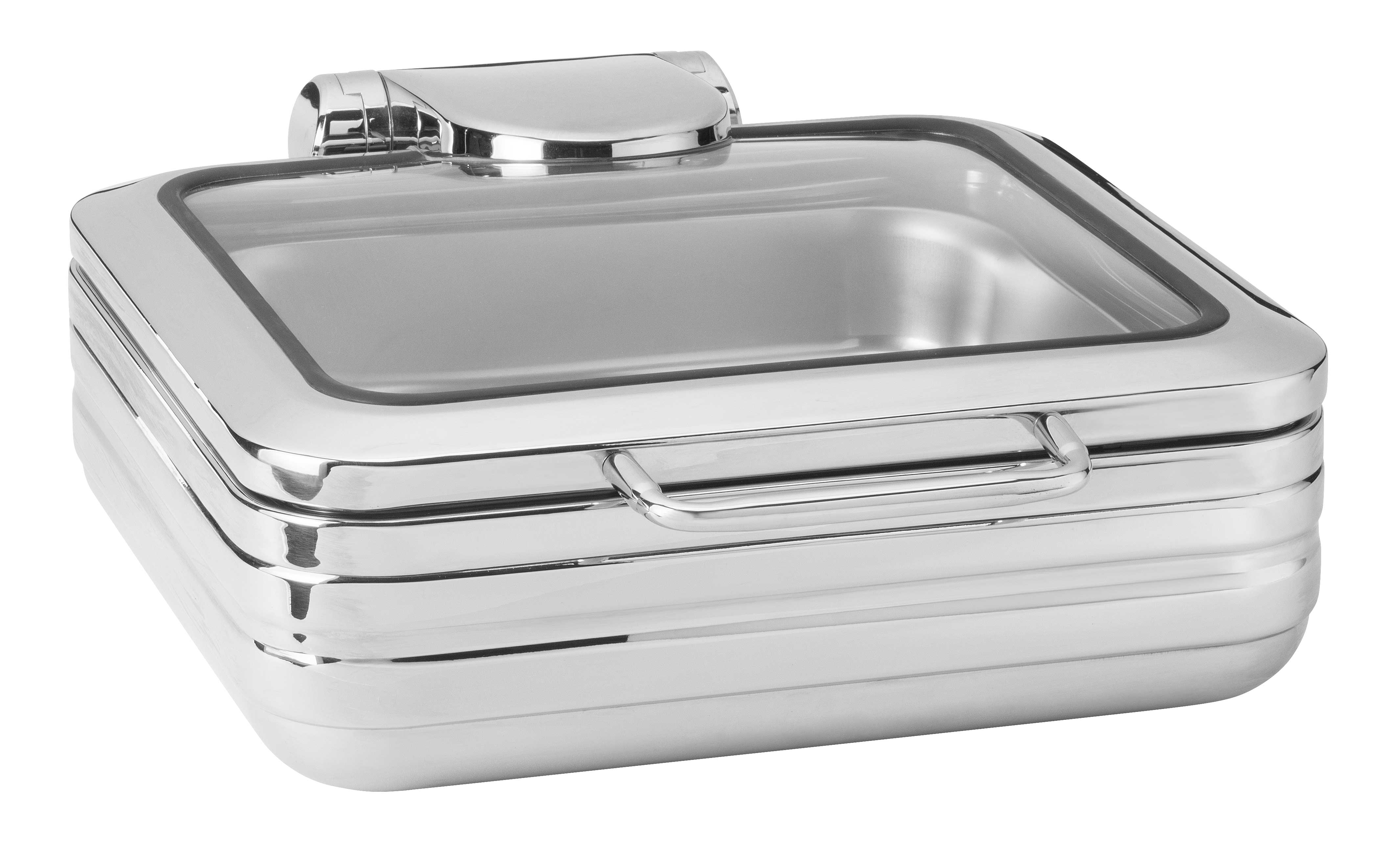 Rosseto Deluxe Stainless Steel Square Chafing Dish with Glass Lid, 6.34 ...