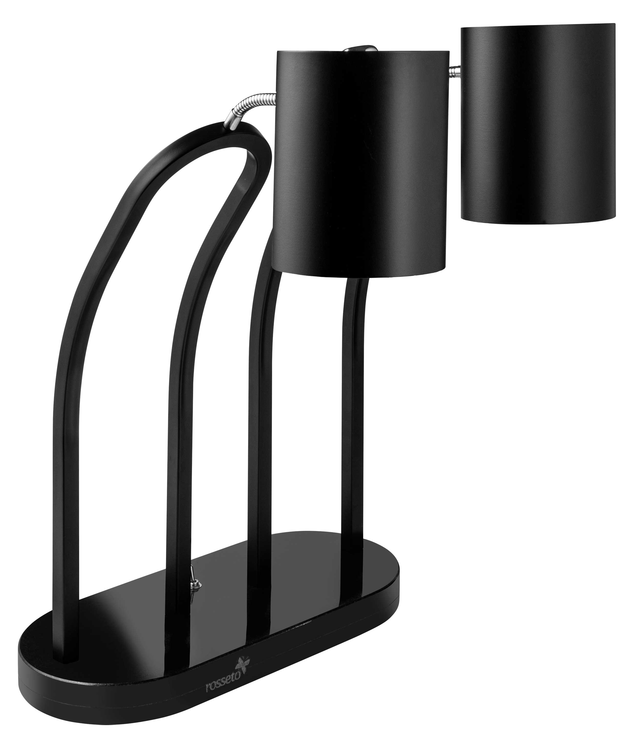 Rosseto Double Black Matte Heat Lamp with Black Metal Base and Plain ...