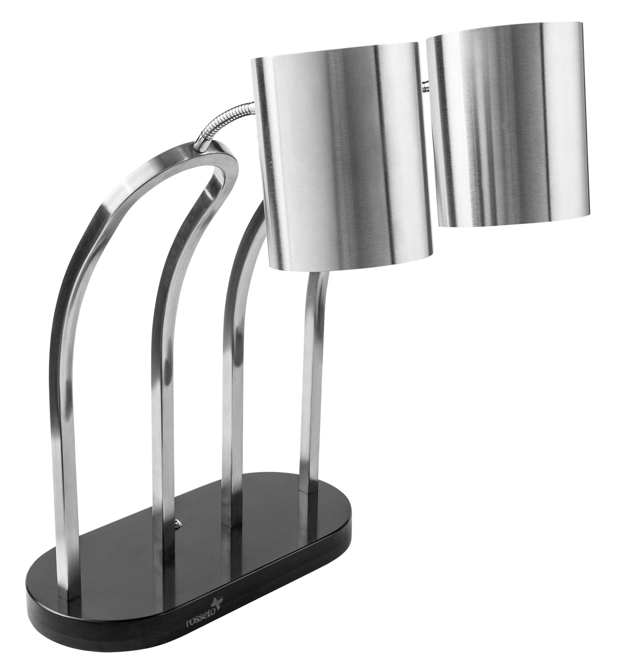 Rosseto Double Stainless Steel Heat Lamp with Black Metal Base and ...