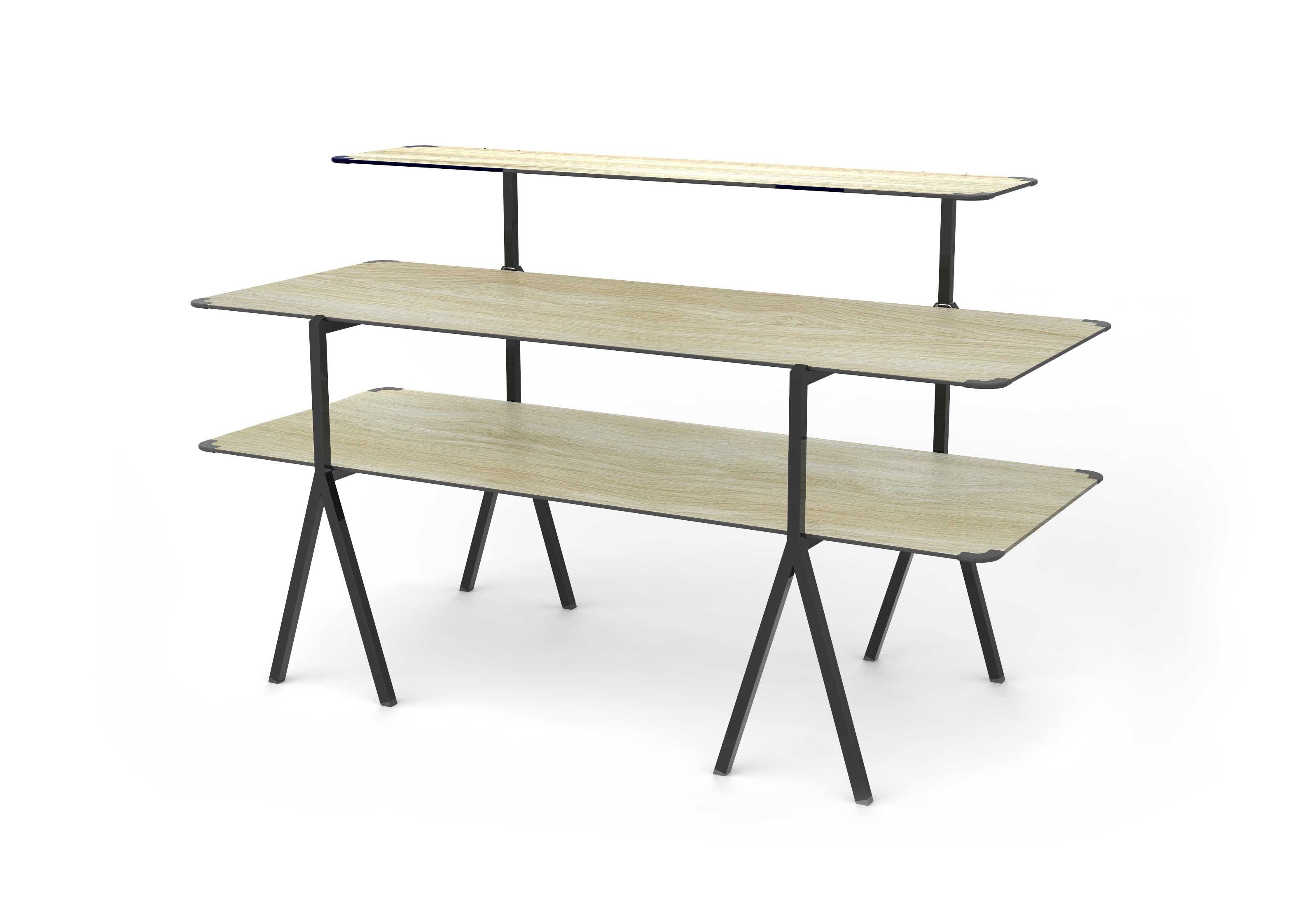 Rosseto Modulite Natural Wood Table 3 Level Kit with Black Legs, 71 x ...