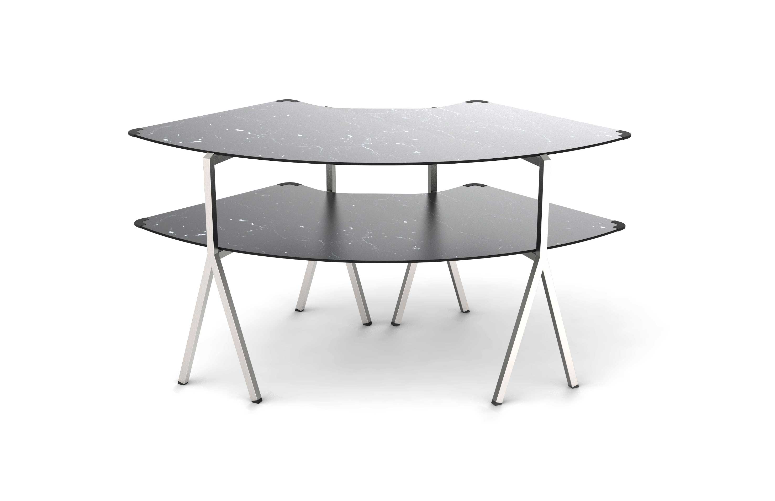 Rosseto Modulite 2 level Kit with Black Marble 2 Quarter Round Table ...