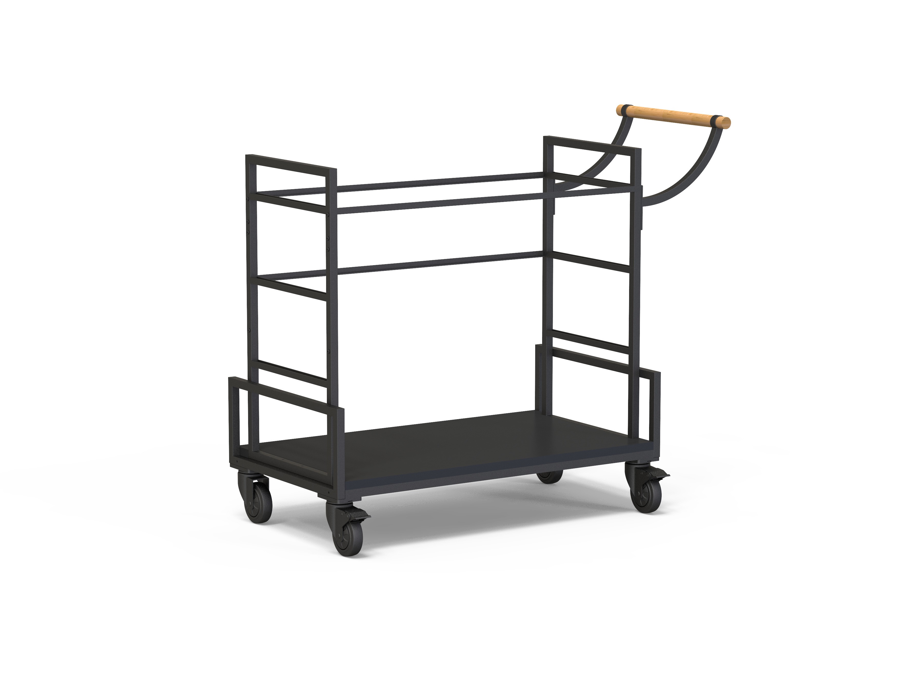 Rosseto Modulite All Black Frame Base and Handle Serving Cart, 45.3 x ...