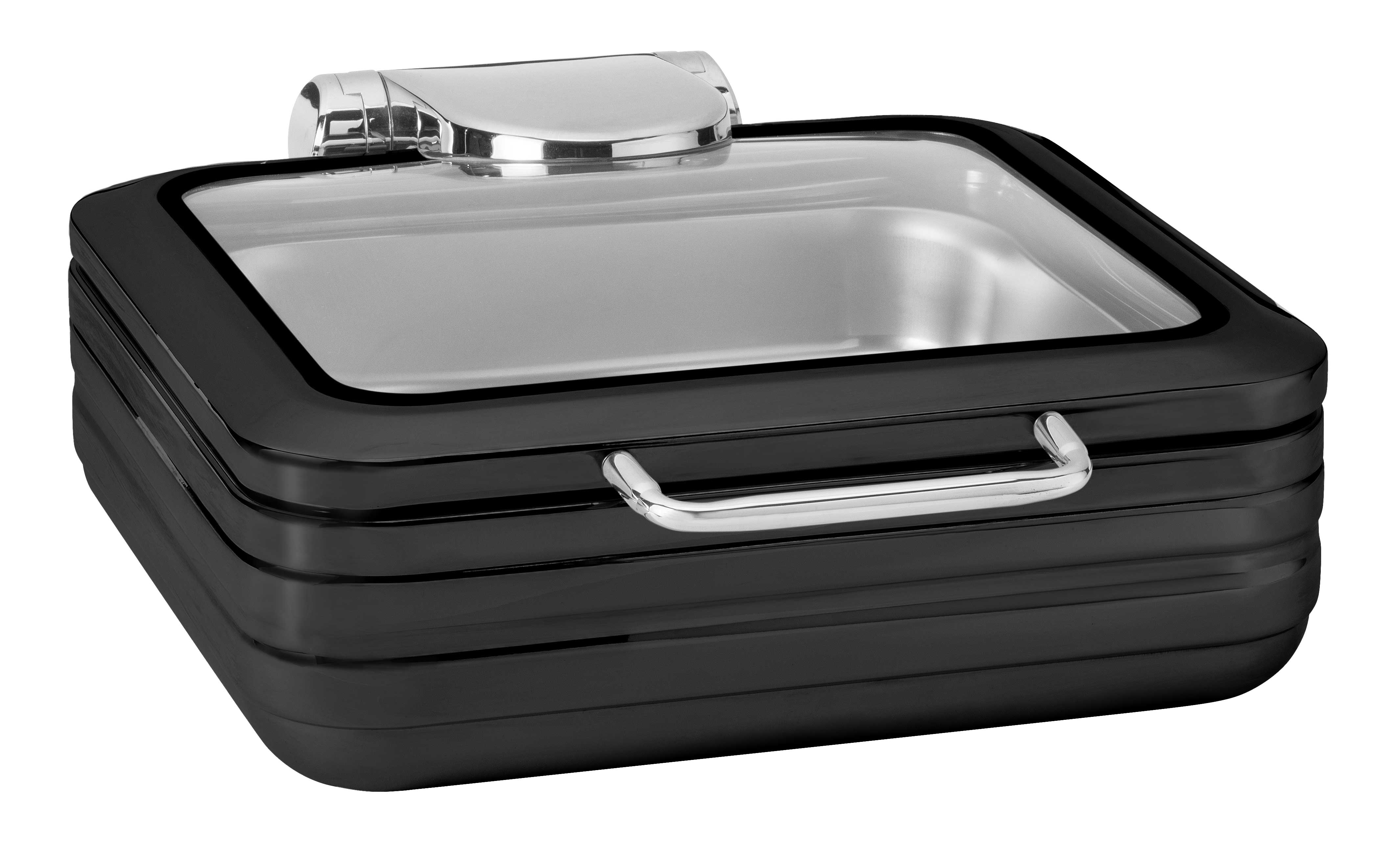 Rosseto De Luxe Matte Black Square Chafing Dish with Glass See Through ...