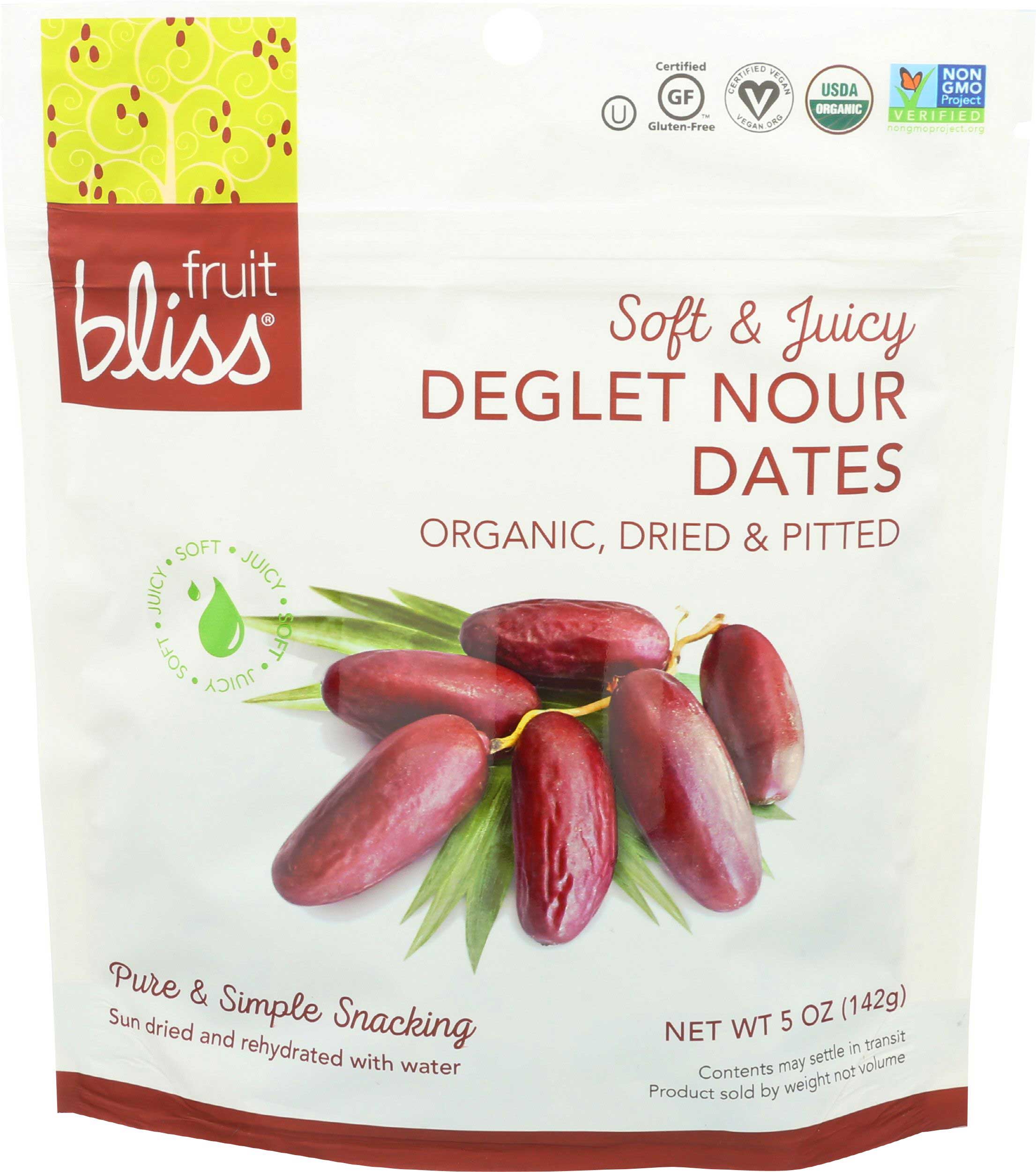 Fruit Bliss Organic Dried and Pitted Deglet Nour Dates, 5 Ounce -- 6 ...
