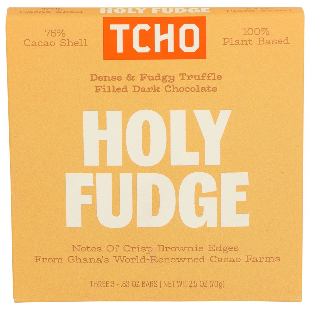 Tcho Organic Holy Fudge Chocolate Bar, 2.5 Ounce -- 10 per case