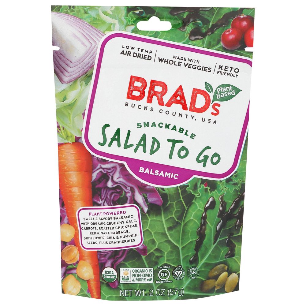 Brads Organic Plant Based Balsamic Snackable Salad To Go, 2 Ounce -- 12 ...