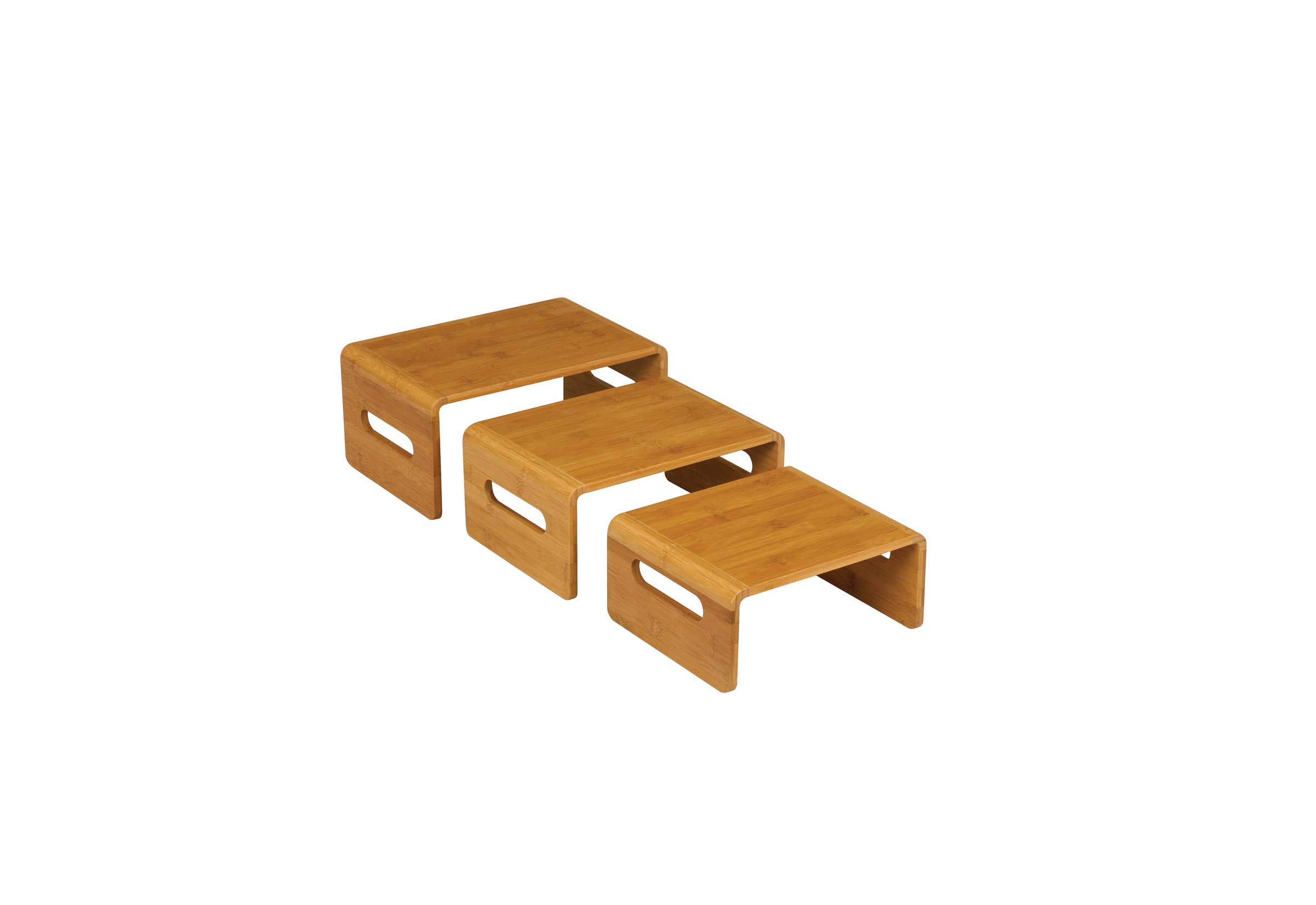 Rosseto Natural Finish Bamboo Rectangular Risers, set of 3