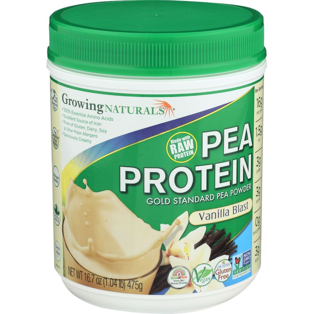 Growing Naturals Vanilla Blast Yellow Pea Protein Powder, 16.7 Ounce