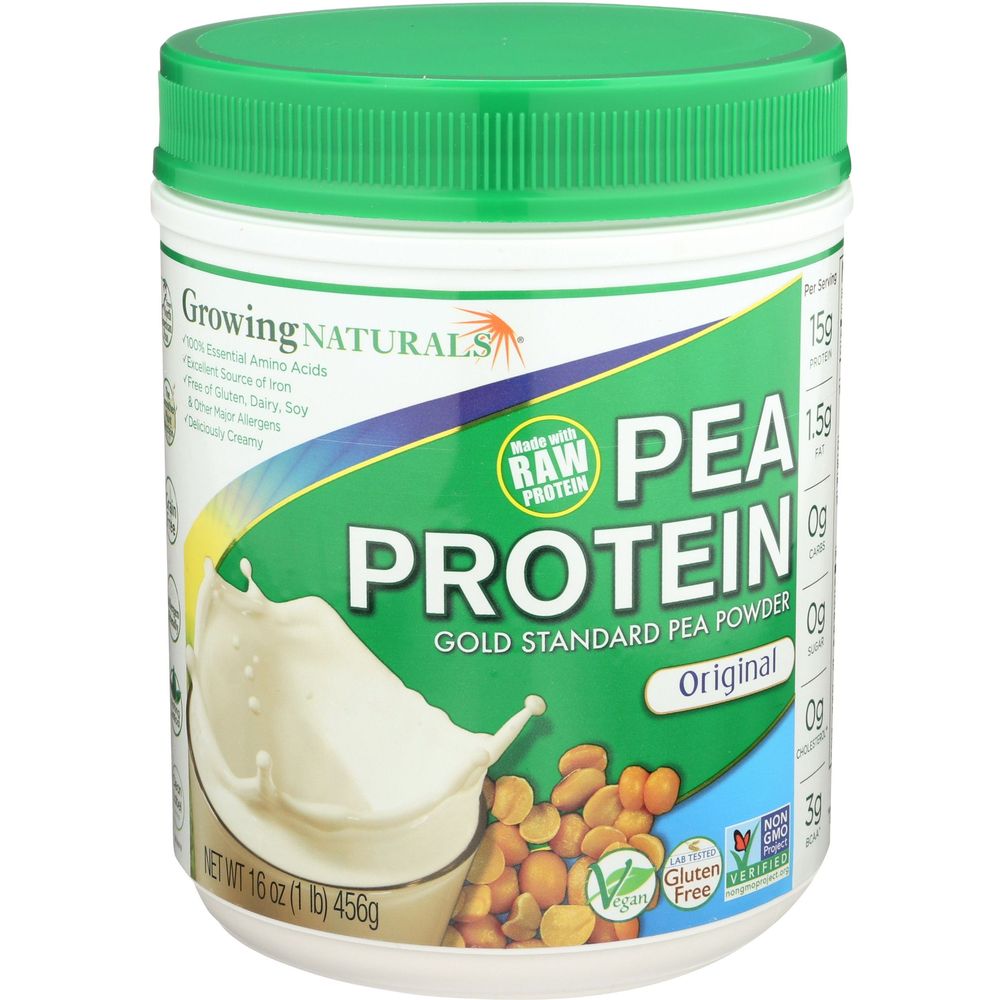 Growing Naturals Original Yellow Pea Protein Powder, 1 Pound