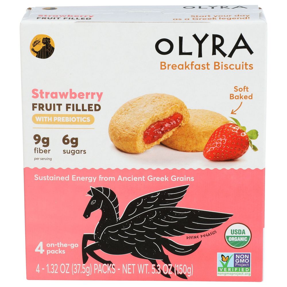 Olyra Organic Strawberry Fruit Filled Breakfast Biscuits, 5.3 Ounce ...