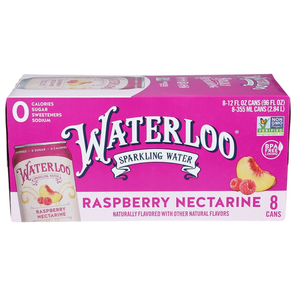 Waterloo Raspberry Nectarine Sparkling Water, 12 Fluid Ounce -- 24 per case