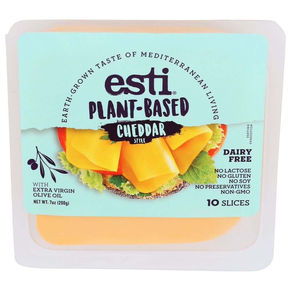 Esti Plant Based Cheddar Style Cheese Slices, 7 Ounce -- 8 per case