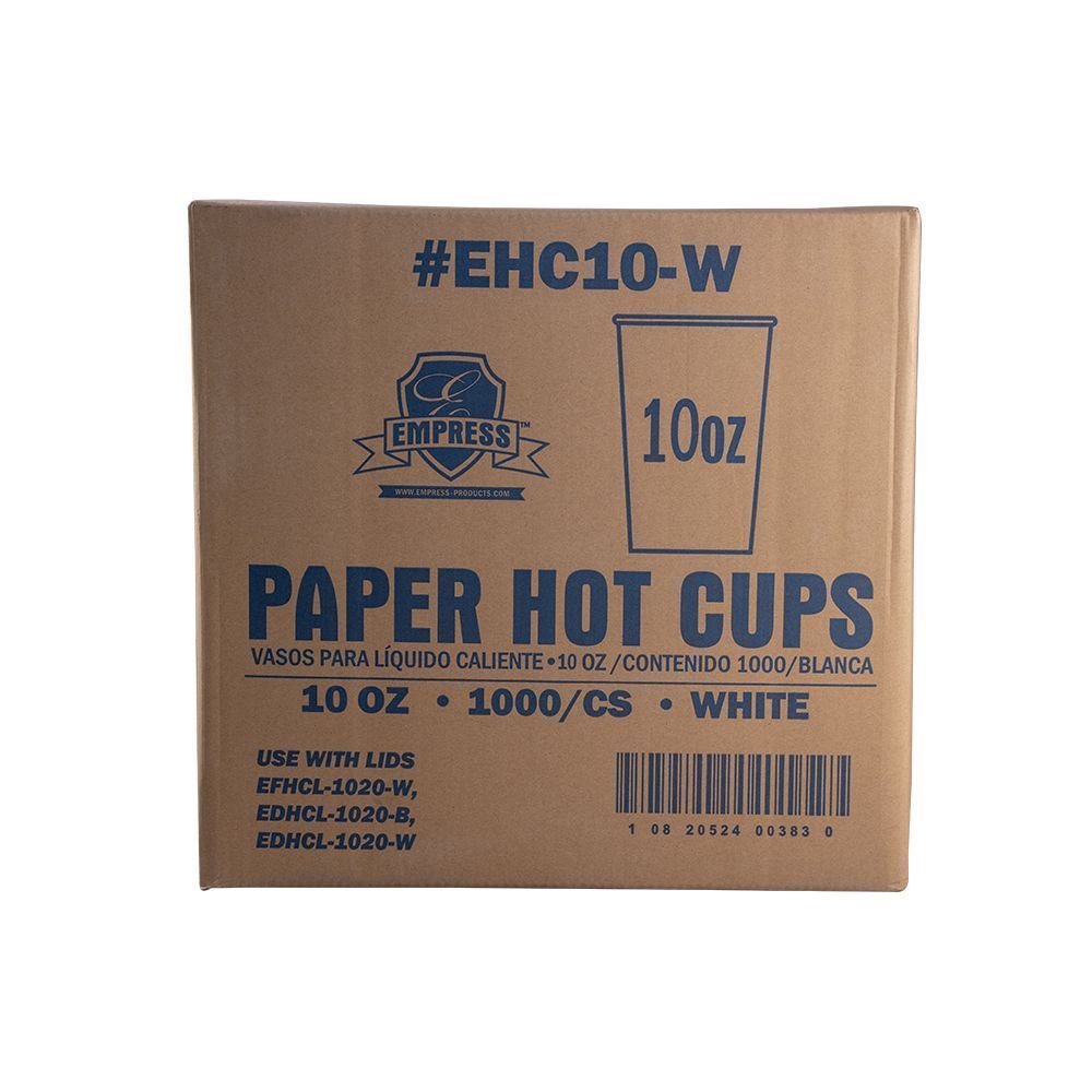 Empress Squat White Paper Hot Cup, 10 Ounce -- 1000 per case