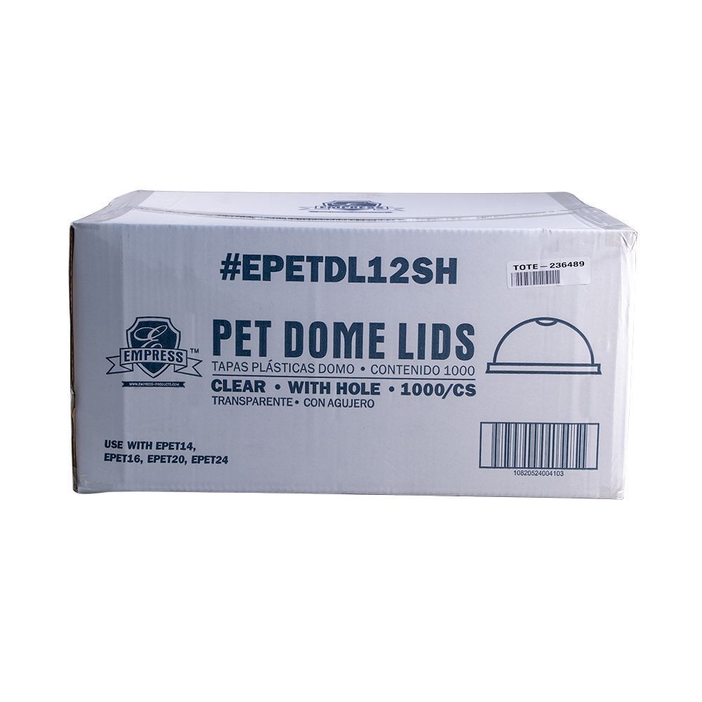 Empress Dome Lid with Hole Fits 12 Ounce Squat | FoodServiceDirect