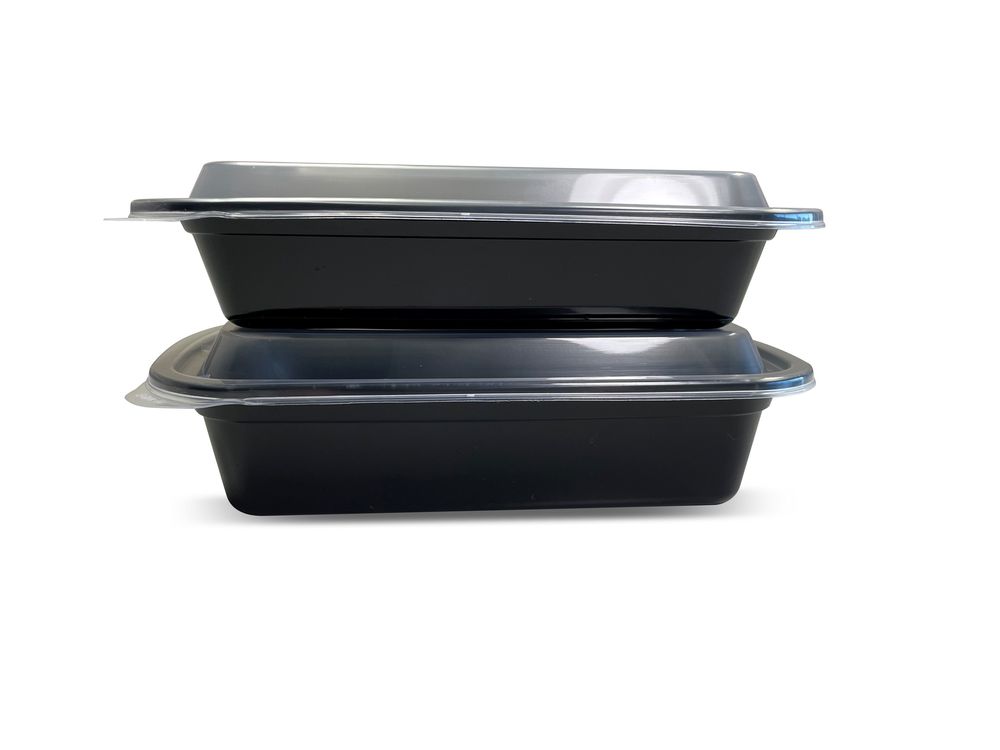 Empress Black Base Rectangle Microwaveable Container with Clear Lid, 38 ...