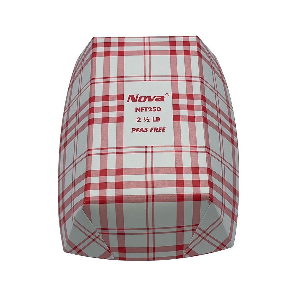 Nova PFAS Free Red Plaid Food Tray, 2 1/2 Pound Capacity -- 500 per case