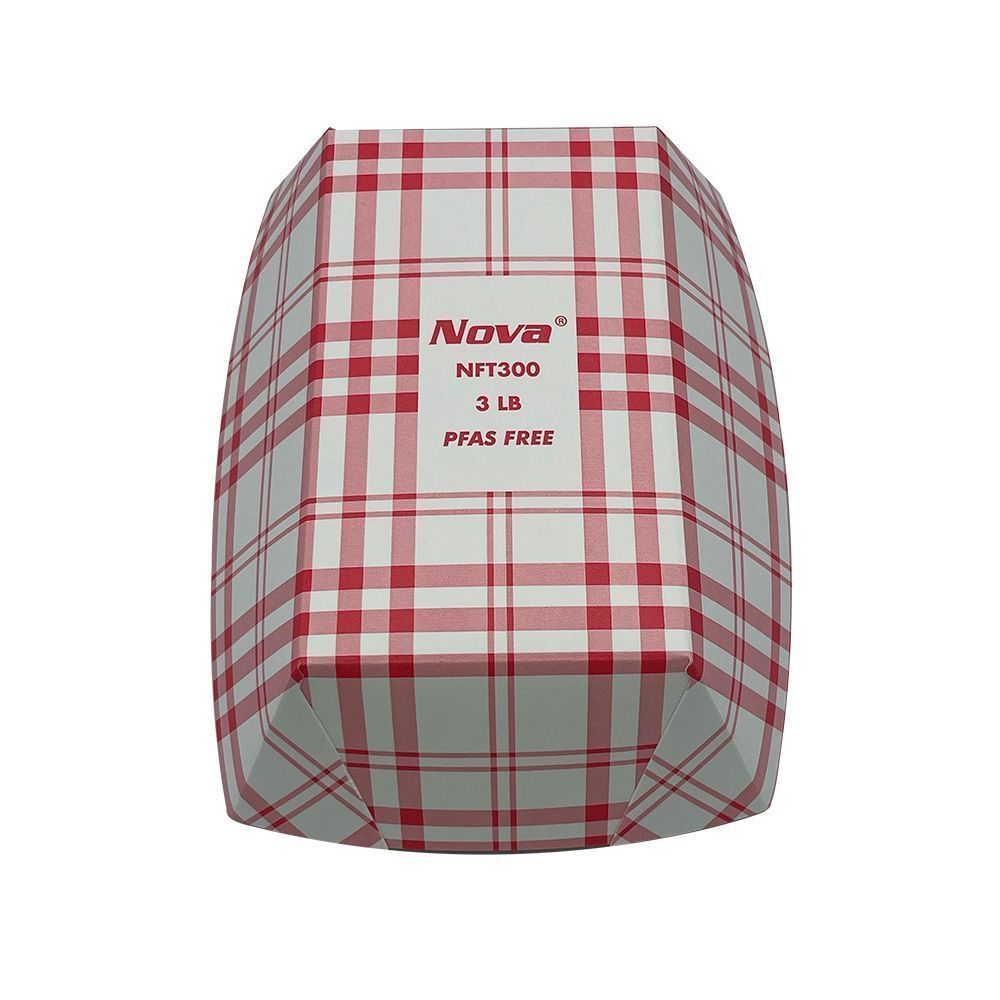 Nova PFAS Free Red Plaid Food Tray, 3 Pound Capacity -- 500 per case