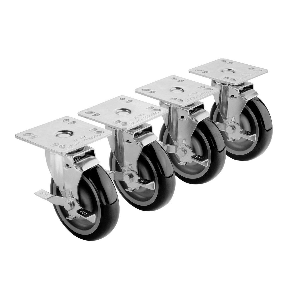 Krowne Universal 6 inch Plate Caster with Side Brake and 5 inch Wheel ...