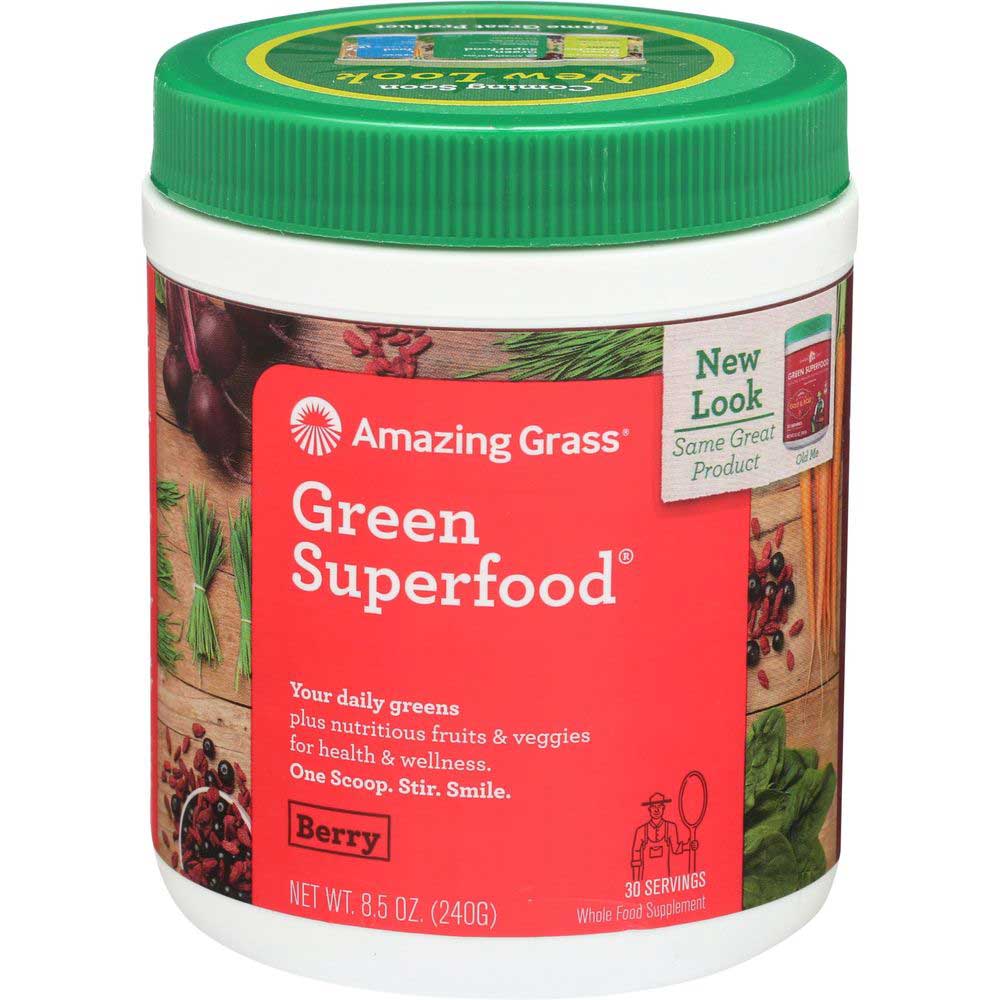 Amazing Grass Berry Flavor Green Superfood Powder, 8.5 Ounce