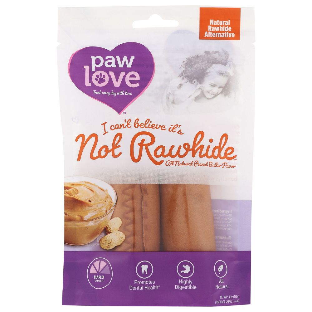Paw Love I Cant Believe Its Not Rawhide Peanut Butter Dog Treats, 2 count
