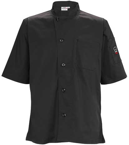Winco Signature Chef Black Tapered Fit Large Ventilated Chef Shirt with ...