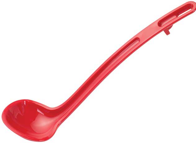 Winco Curv Red Polycarbonate 8 1/2 inch One Piece Dual Spout Ladle, 3/4 ...