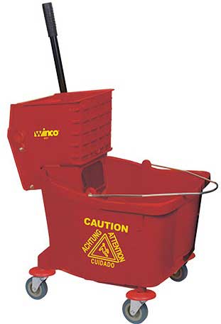 Winco Red Mop Bucket with Side Press Wringer Combo, 36 Quart ...