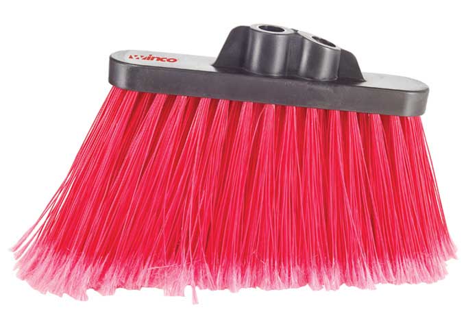 Winco Medium Duty Flagged Red Bristle Angle Broom Head Only -- 12 per case