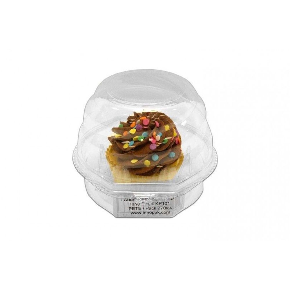 Inno-Pak PET Plastic Jumbo Cupcake Container with Swirl Dome, 5.25 x 4 ...
