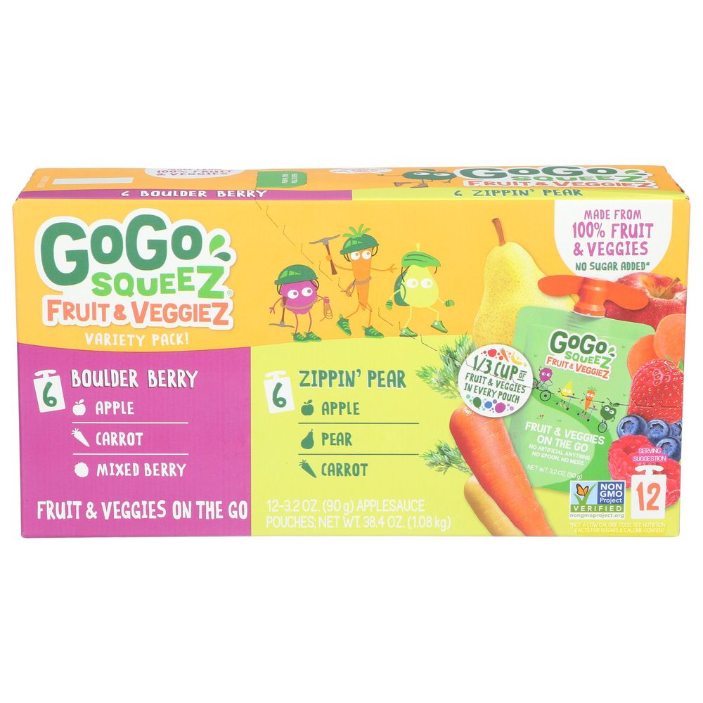 GoGo SqueeZ Fruit and Veggie - Variety Pack, 38.4 Ounce Pouch -- 6 per case