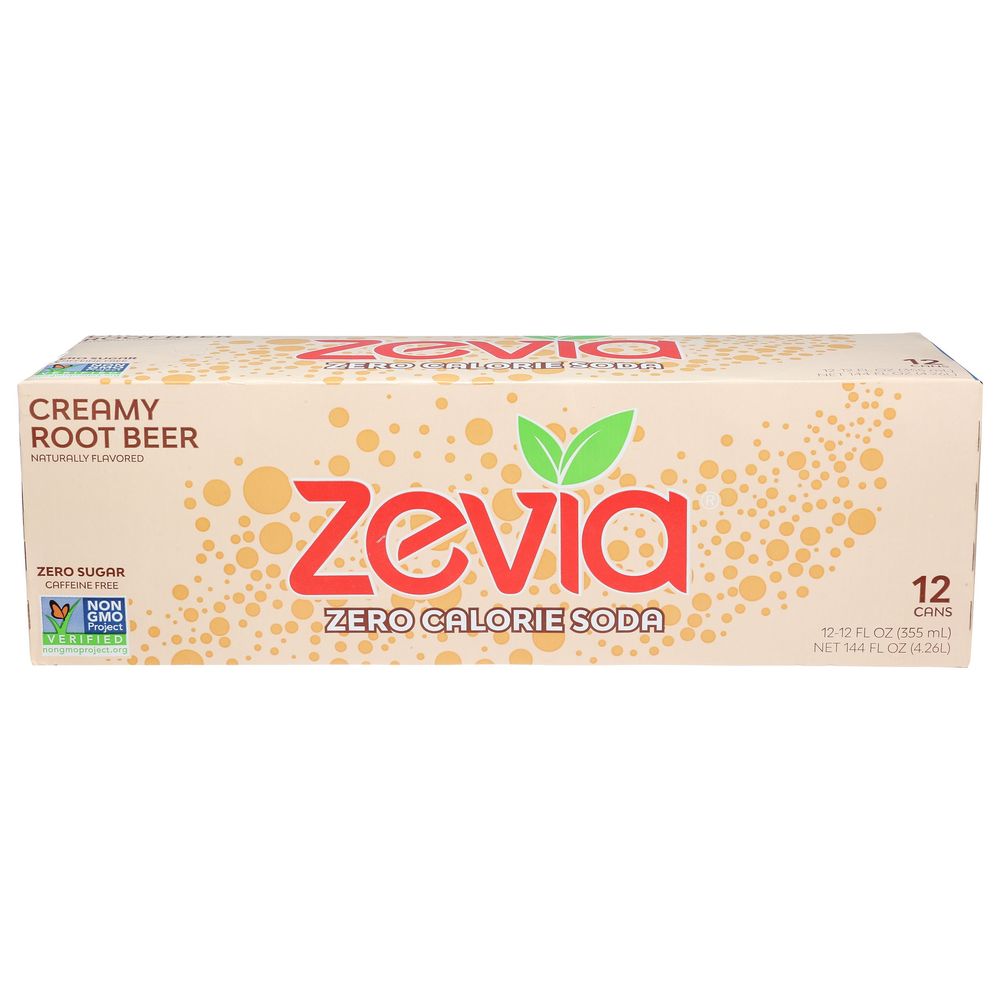 Zevia Creamy Root Beer Zero Calorie Soda, 12 Fluid Ounce -- 24 per case