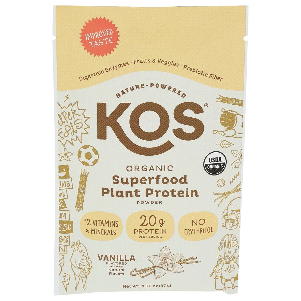 Kos Organic Vanilla Plant Protein Powder, 1.30 Ounce -- 12 per case | FoodServiceDirect.com ...