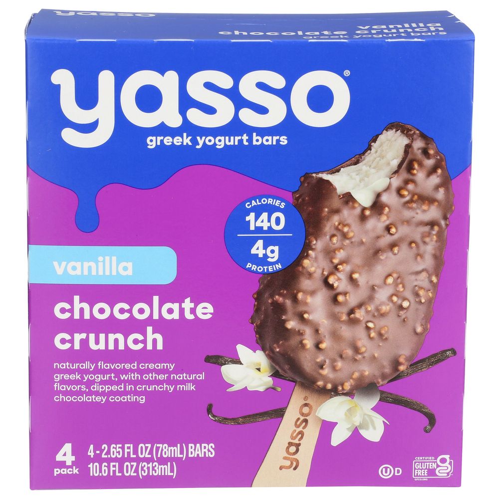 Yasso Vanilla Chocolate Crunch Yogurt Bar, 4 count -- 8 per case
