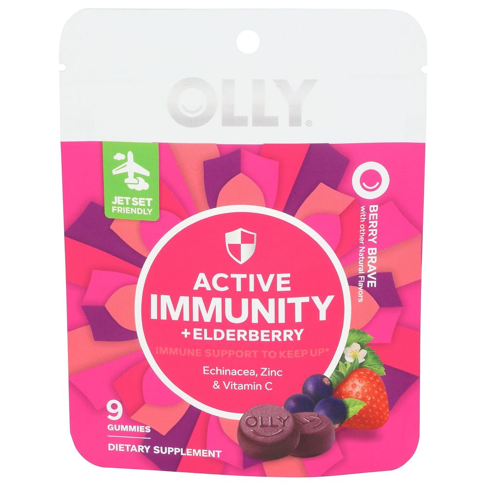 Olly Berry Brave Active Immunity Plus Elderberry Gummies, 9 count -- 8 ...